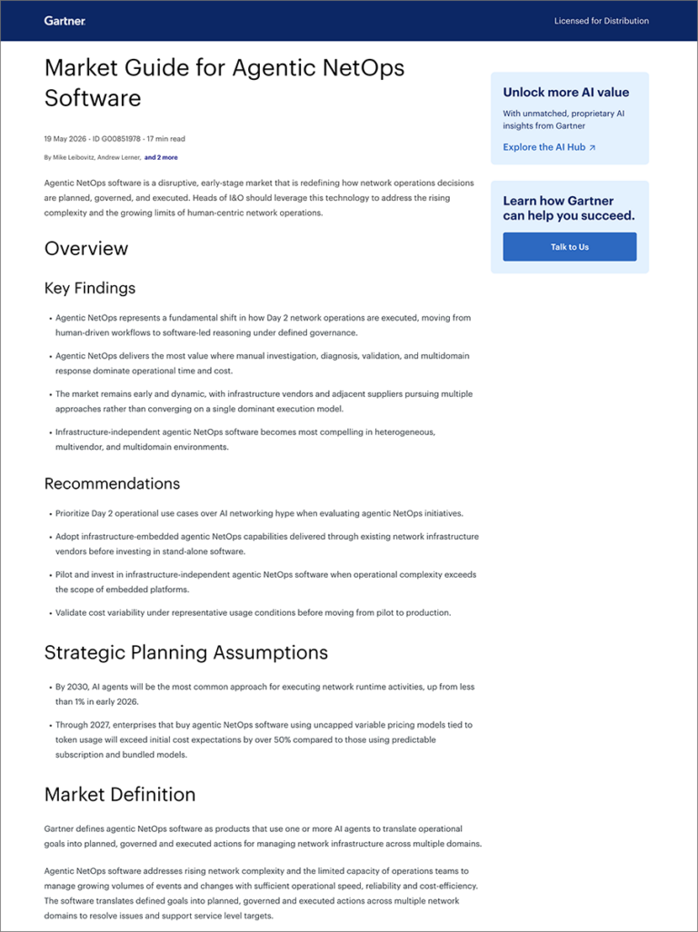 Gartner® just set the bar for agentic network operations.